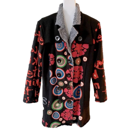 Adore | Jackets & Coats | Adore Art Deco Unique Fleece Jacket | Poshmark